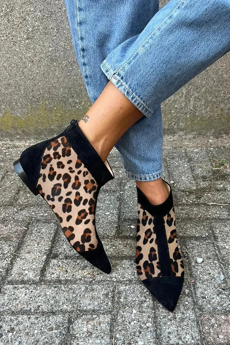 Leopard Print Ankle Boot with Pointed Toe – Lennox And Gray