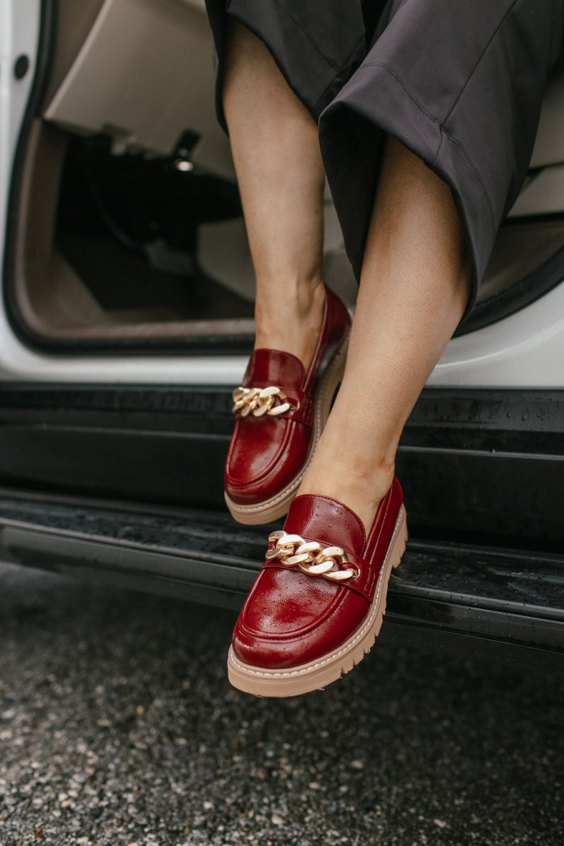 Dark Red Crinkle Patent Not Literally Shoes – Lennox And Gray